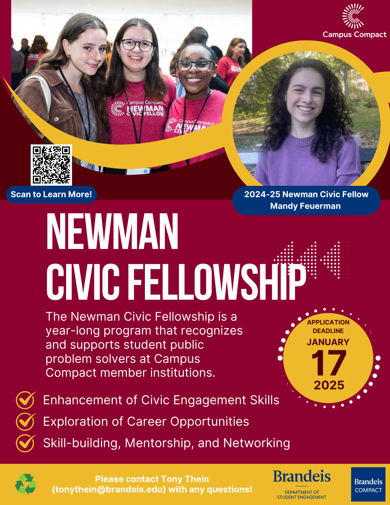 Newman Civic Fellowship | Funding Opportunities | Samuels Center for ...